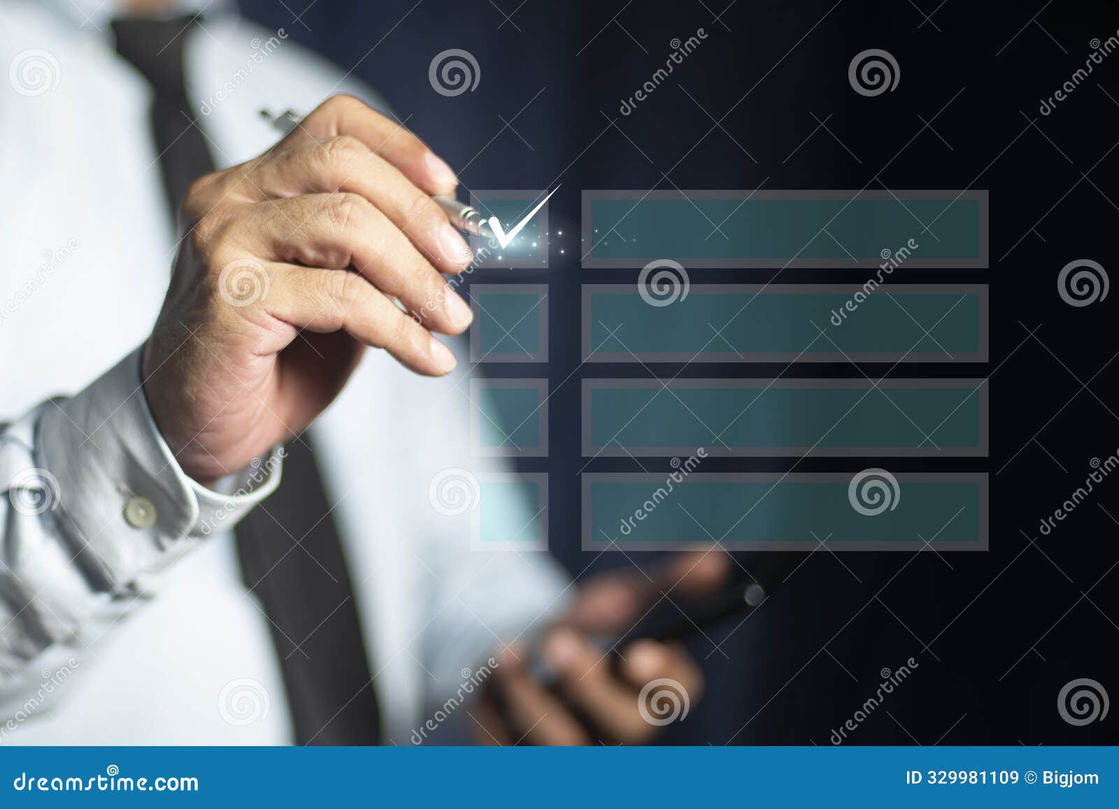 Businessman Tick Correct Sign Mark for Document Approval or Electronic ...