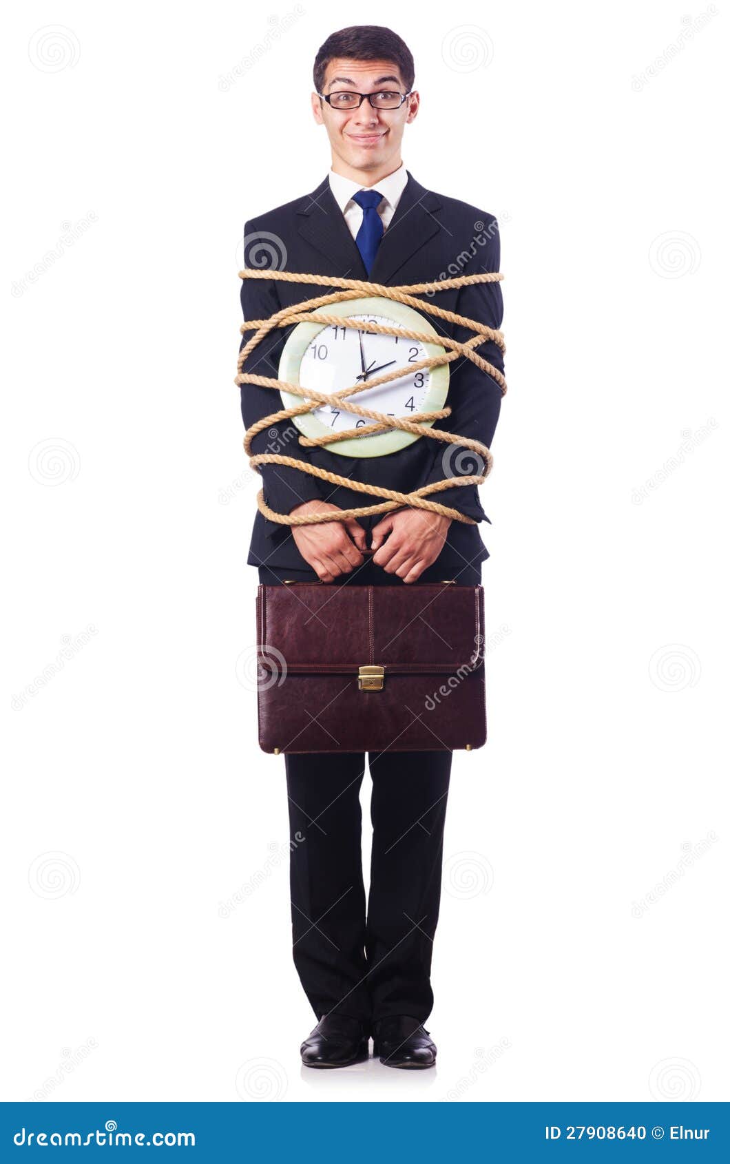 Businessman Tied Up with Rope Stock Photo - Image of overtime, employee ...