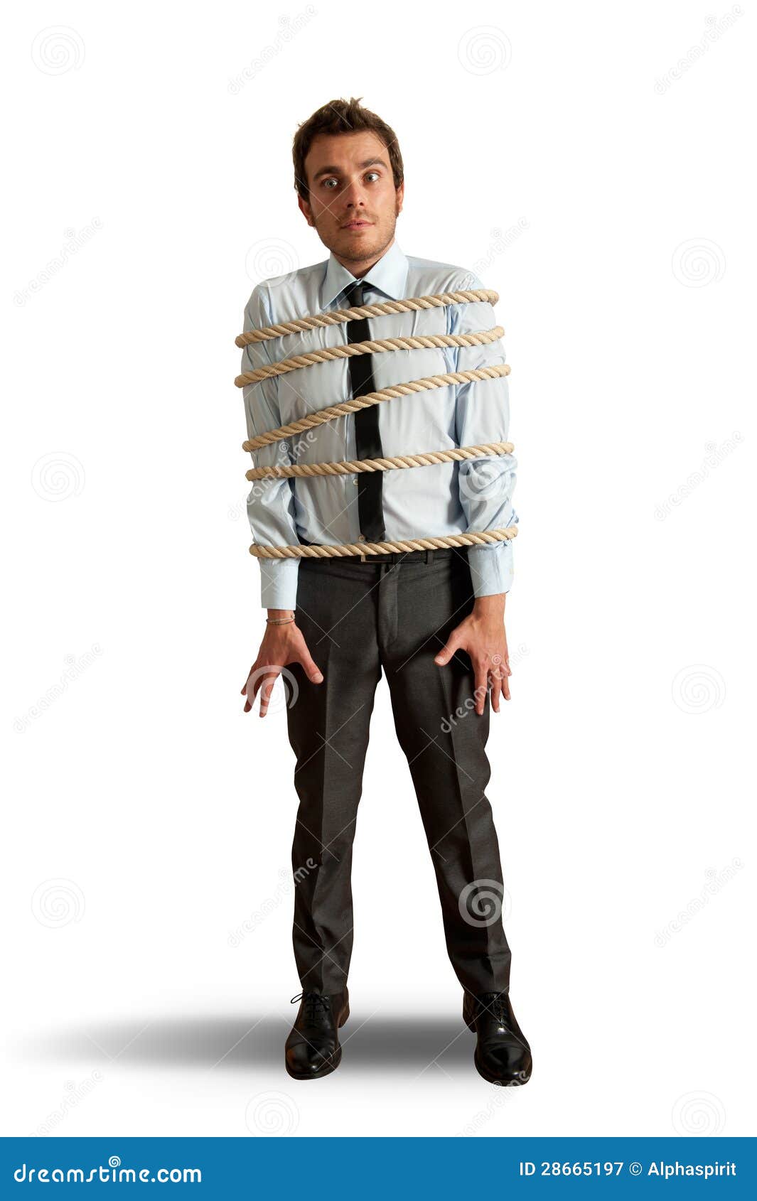 Businessman Tied Up With Rope Stock Image - Image of stress, worker ...