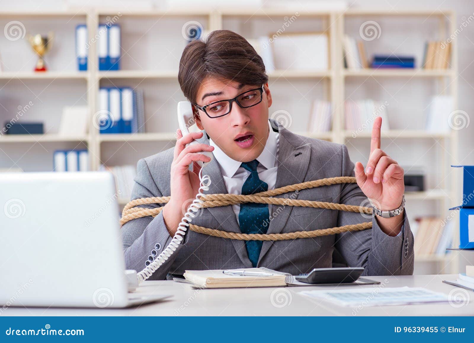 The Businessman Tied Up with Rope in Office Stock Image - Image of ...