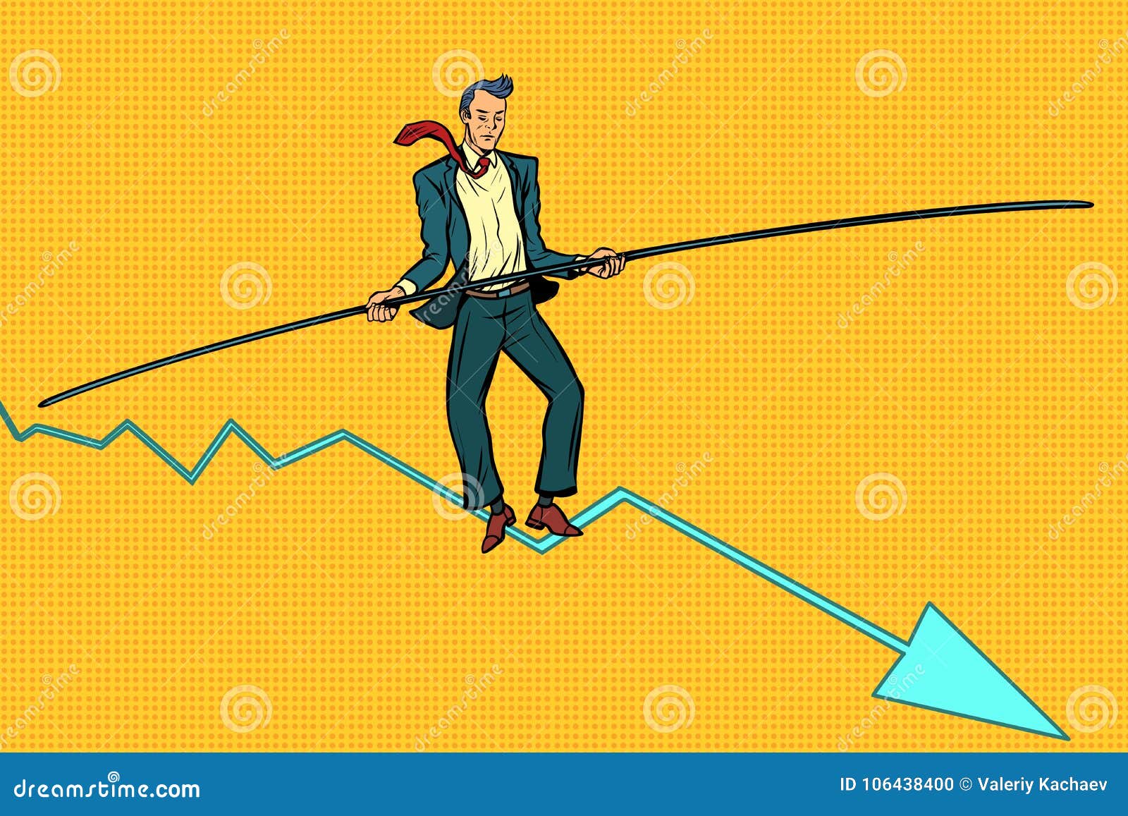 Tightrope Walker Balancing With A Pole Cartoon Vector | CartoonDealer ...