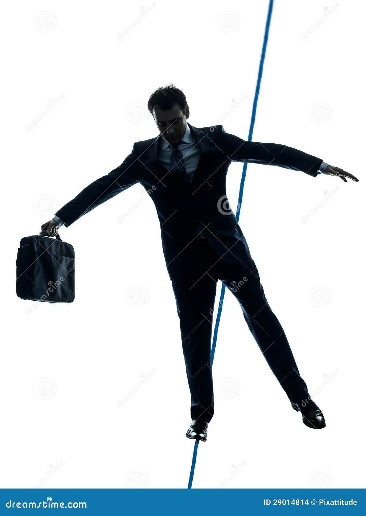 Businessman Tightrope Walker Silhouette Stock Photo - Image of problems ...