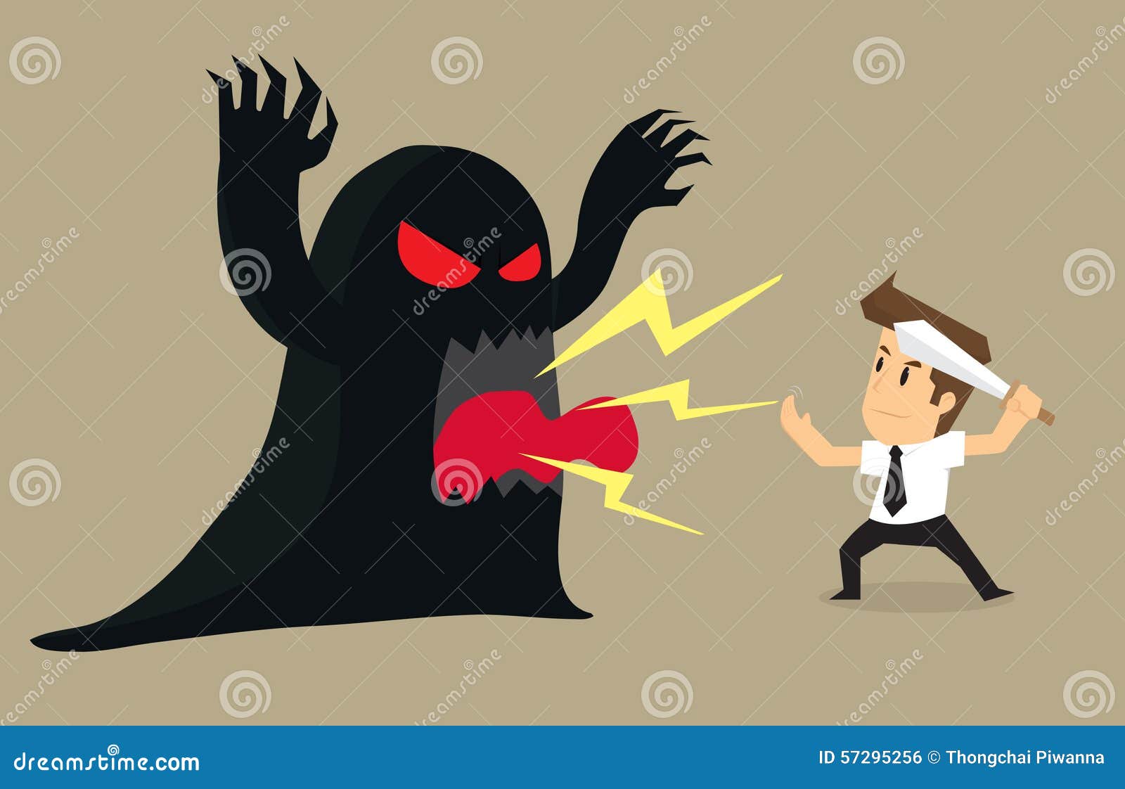 Fight Devil And Angel. Satan And God Is Boxing. Vector Illustration ...