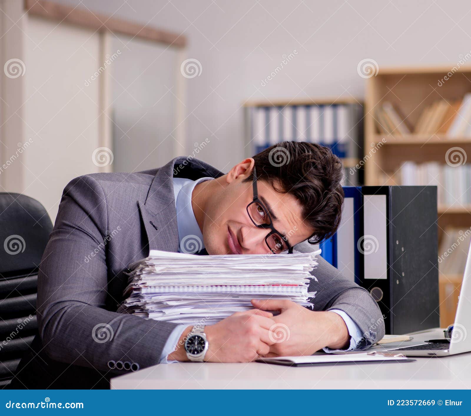 Businessman with Too Much Paperwork Stock Image - Image of funny ...
