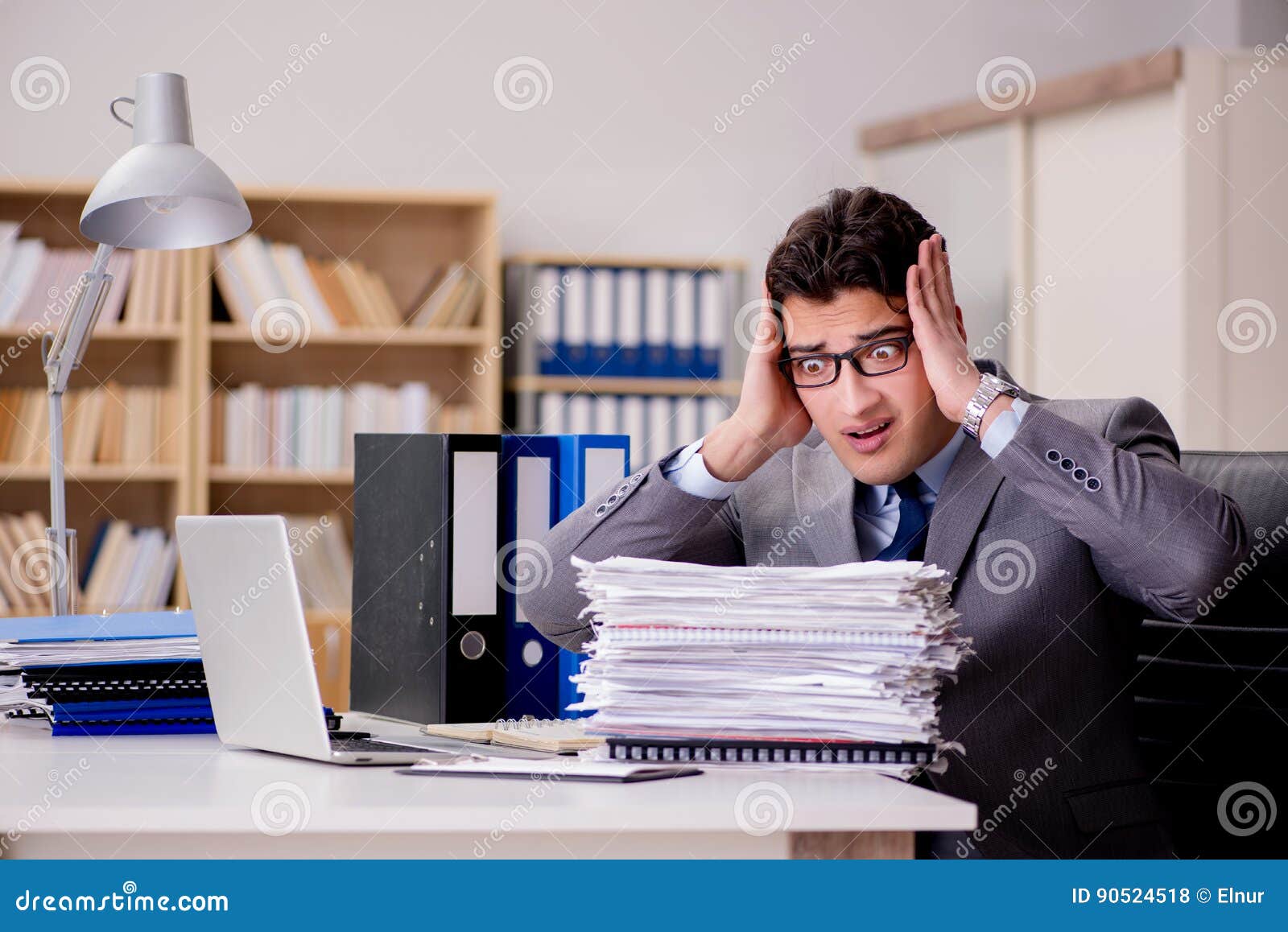 The Businessman with Too Much Paperwork Stock Photo - Image of ...