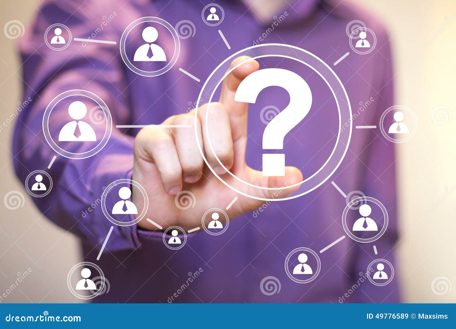 Businessman Touch Button Interface Question Communication Stock Image ...