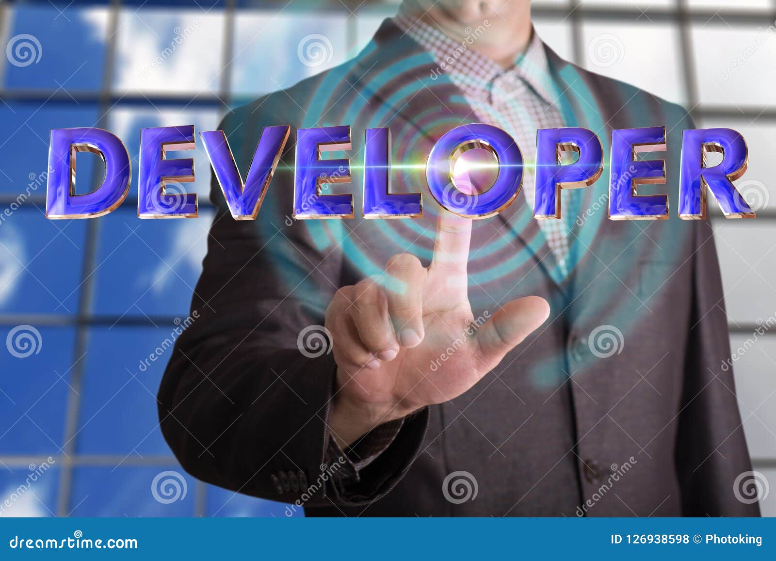 Developer Text with Businessman Stock Photo - Image of gold ...