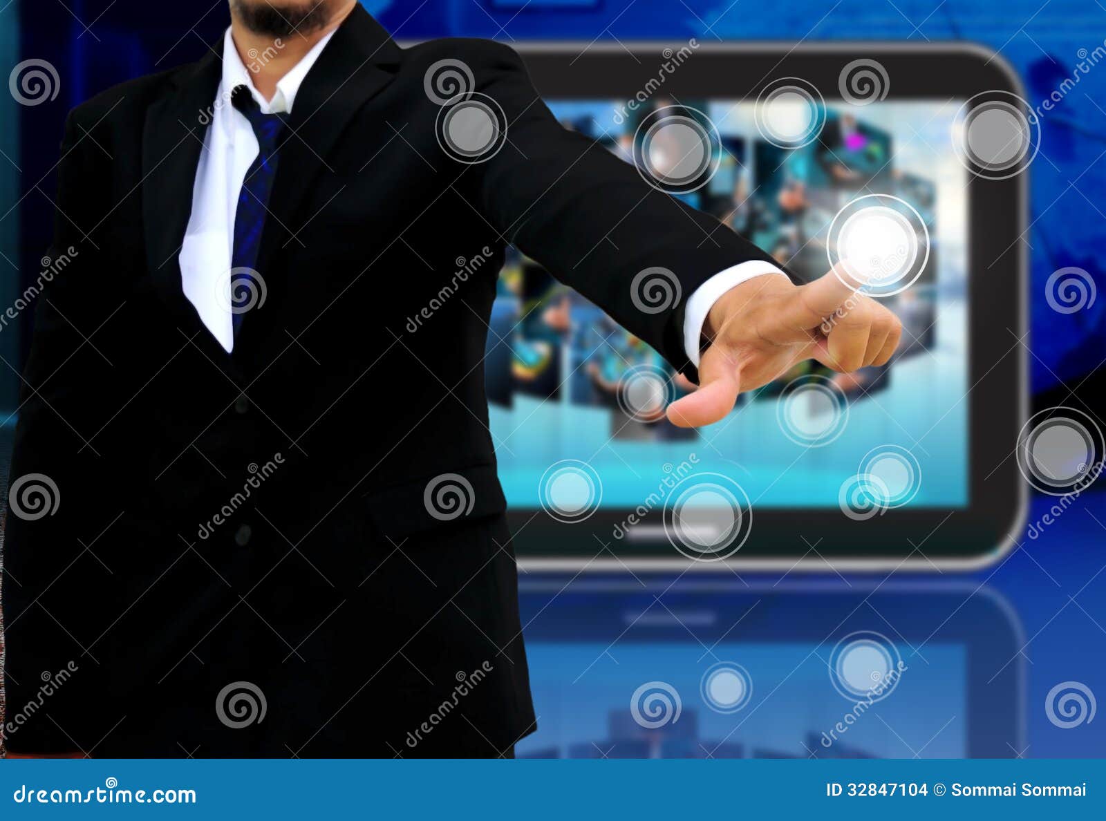 Businessman Touch Screen Interface Stock Photo - Image of interface ...