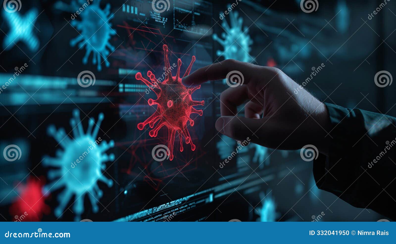 Businessman Touch Virtual Screen of System Hacked Warning Sign. Spam ...