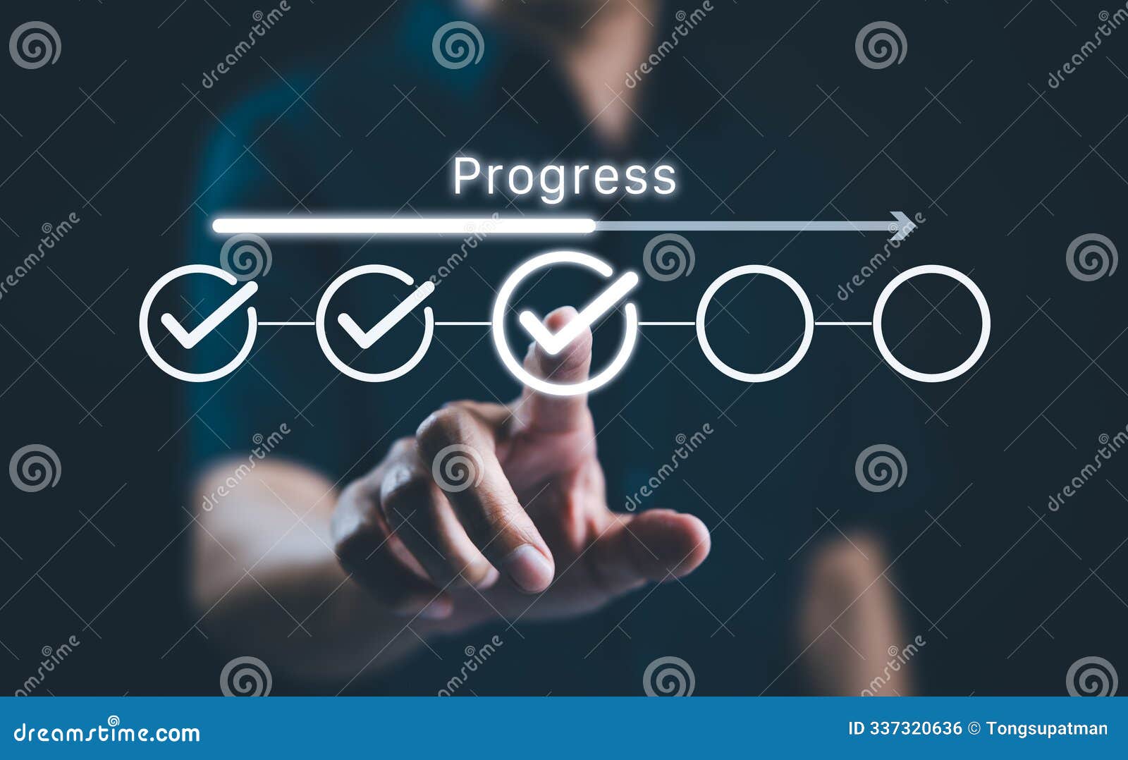 Businessman Touches a Digital Progress Checklist with Check Marks and ...