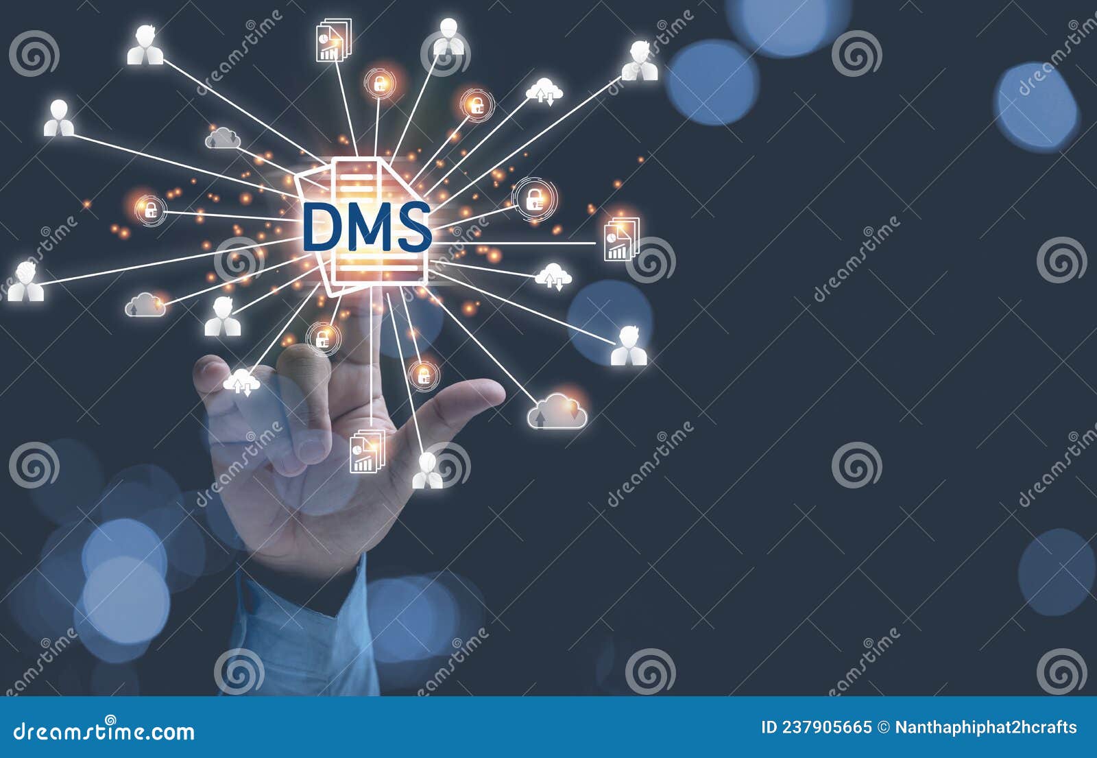 Businessman Touching DMS. with Icon Virtual Online. Document Management ...