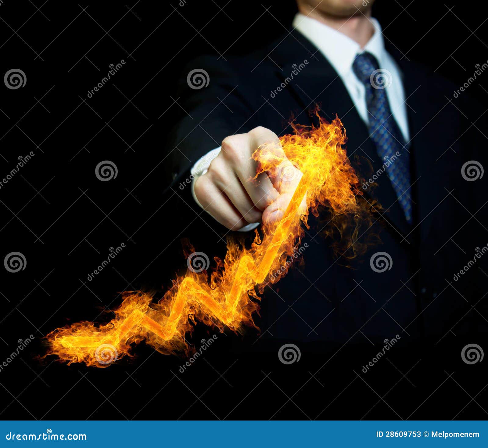 Businessman Touching a Fire Arrow Stock Image - Image of business ...