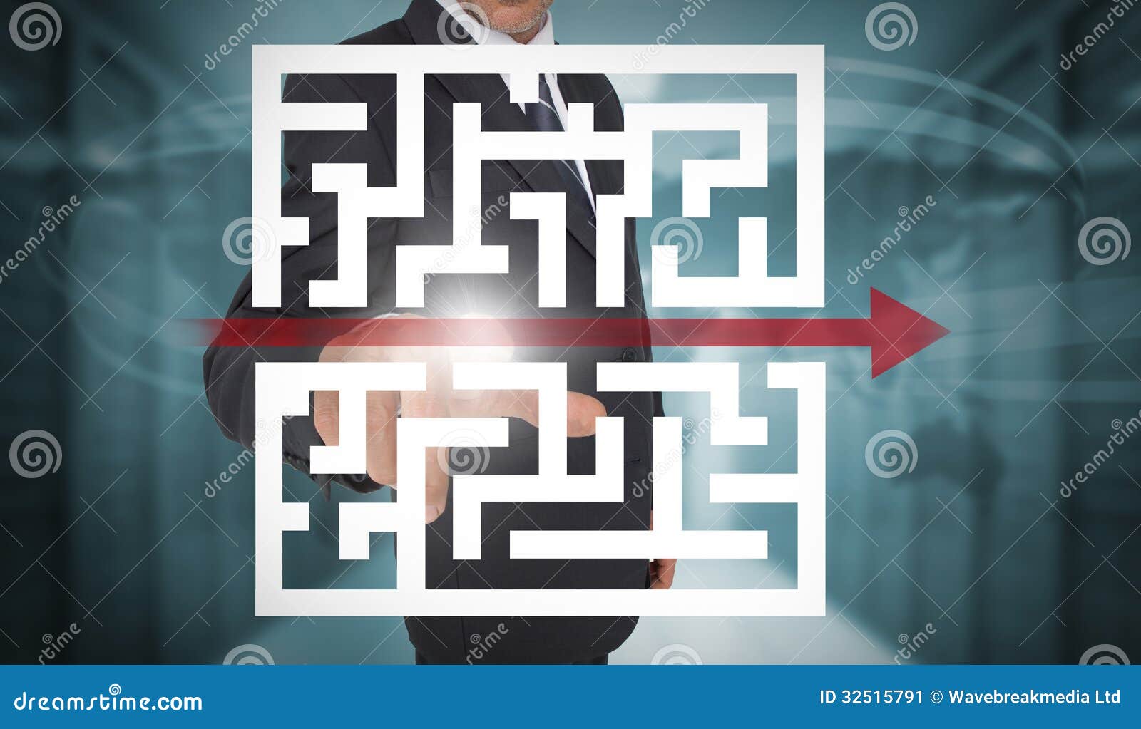 Businessman Touching Futuristic Qr Code with Arrow Interface Stock ...