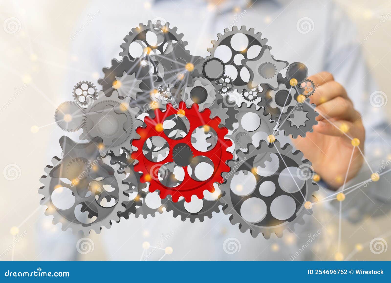 Businessman Touching Gears- a Concept of Success Stock Illustration ...