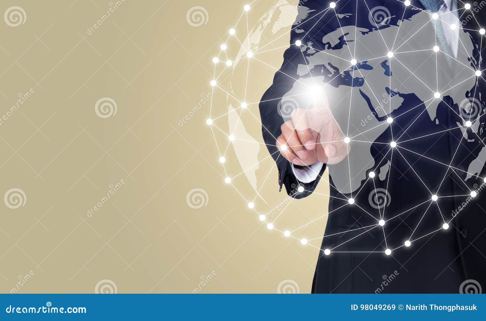 Businessman Touching Global Network and Connection Data Exchanges Using ...