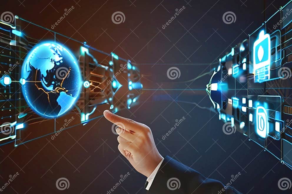 Businessman Touching Global Network and Data Exchanges Connection ...