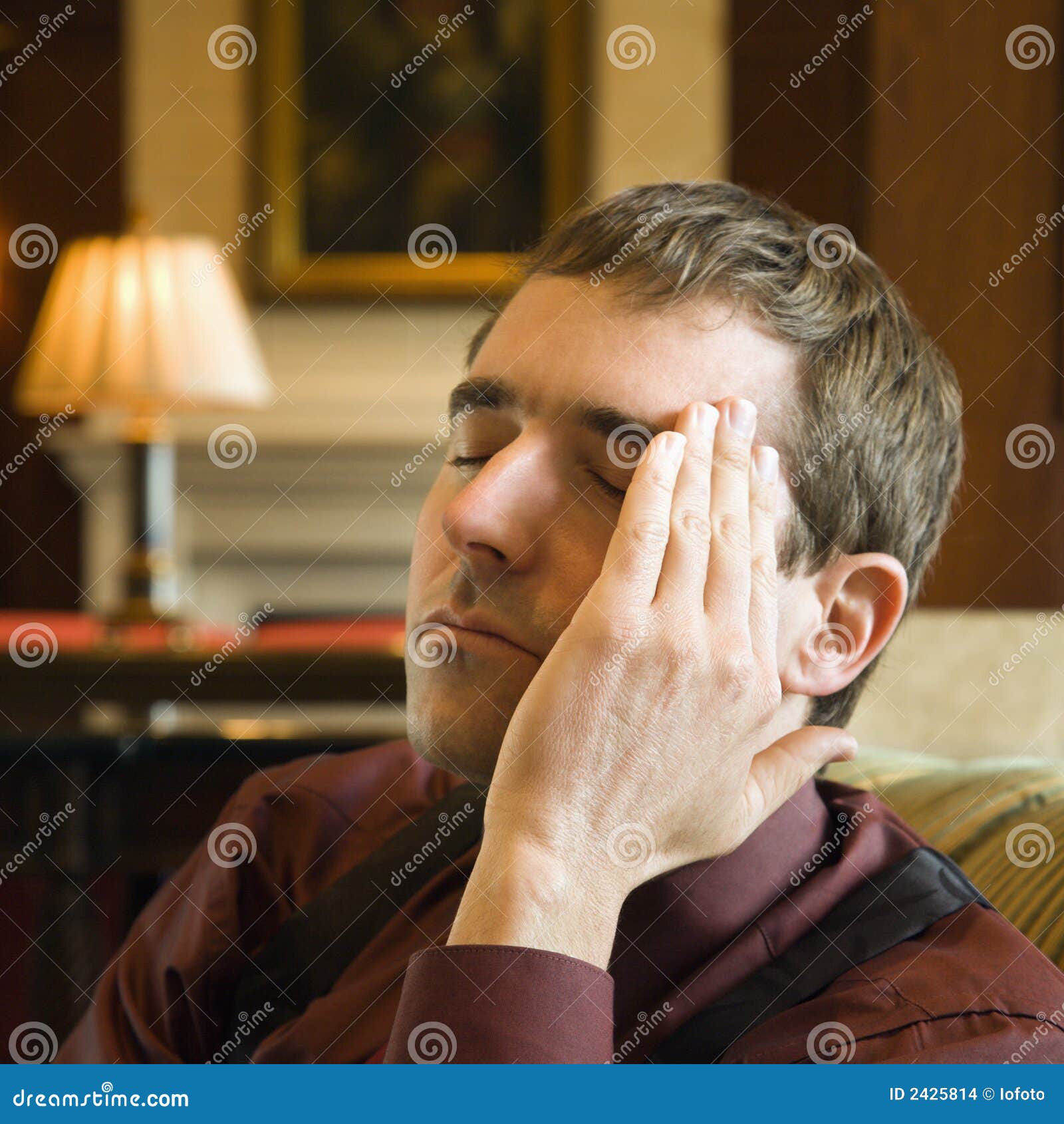 Businessman touching head. stock photo. Image of rest - 2425814