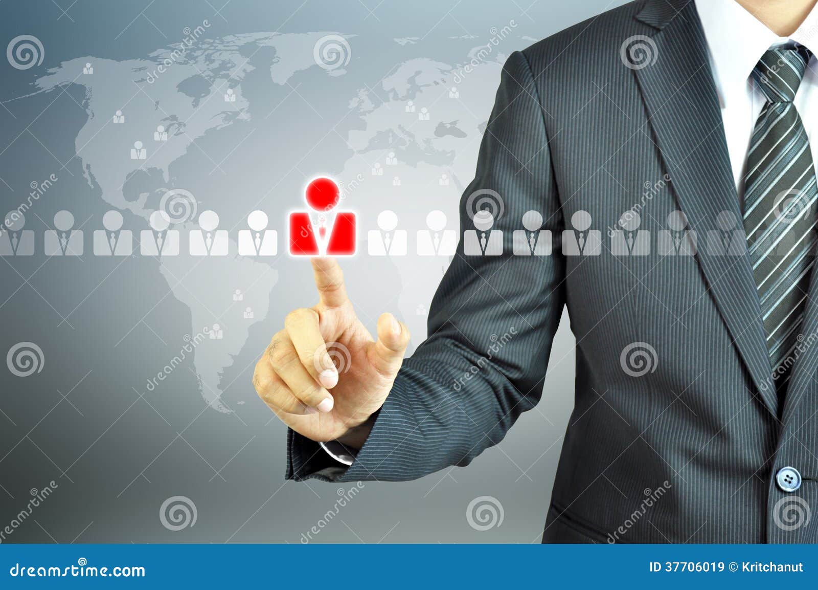 Businessman Touching Human Sign Stock Image - Image of person ...
