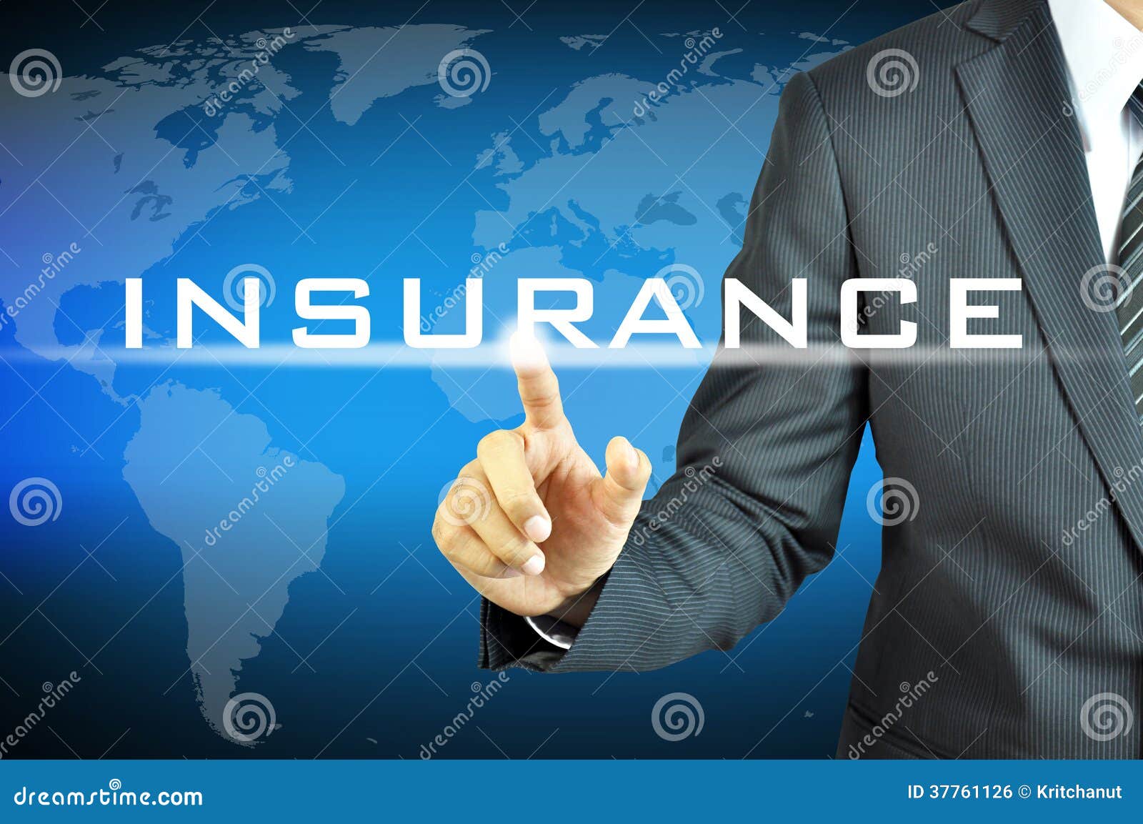 Businessman Touching INSURANCE Sign on Virtual Screen Stock Photo ...