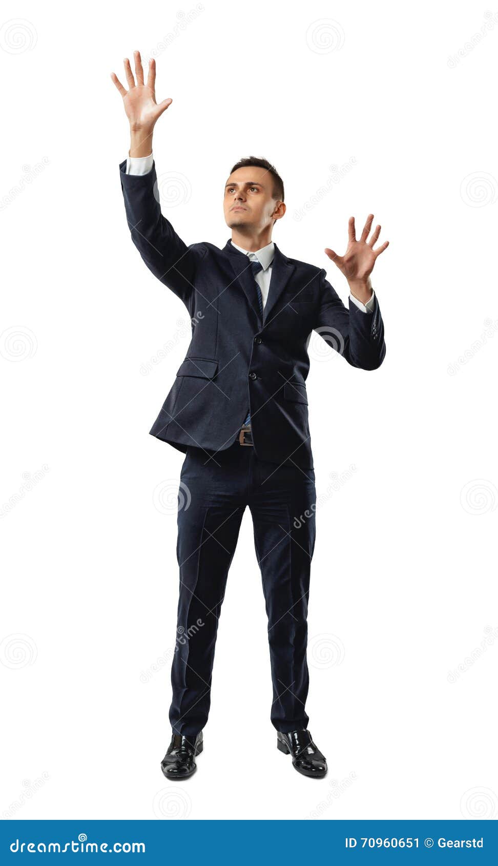 Businessman Touching Invisible Wall. Stock Image - Image of looking ...