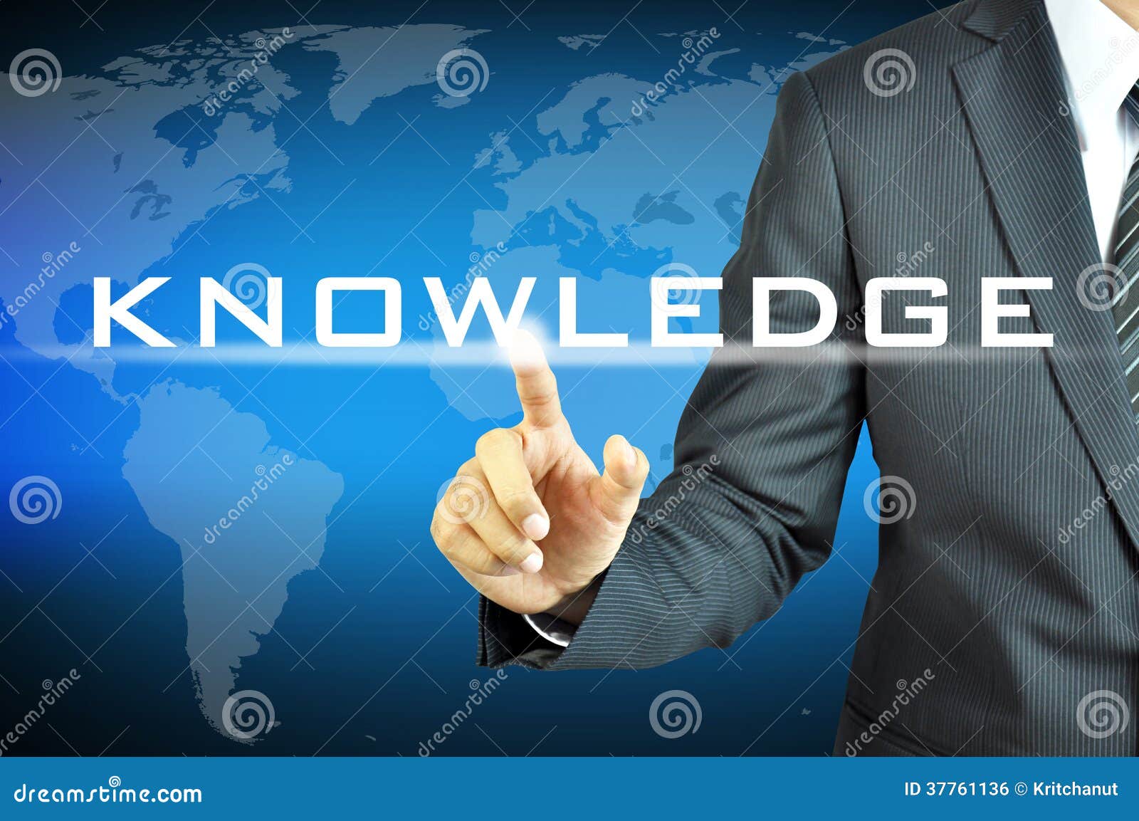 Businessman Touching KNOWLEDGE Sign Stock Photo - Image of touch ...