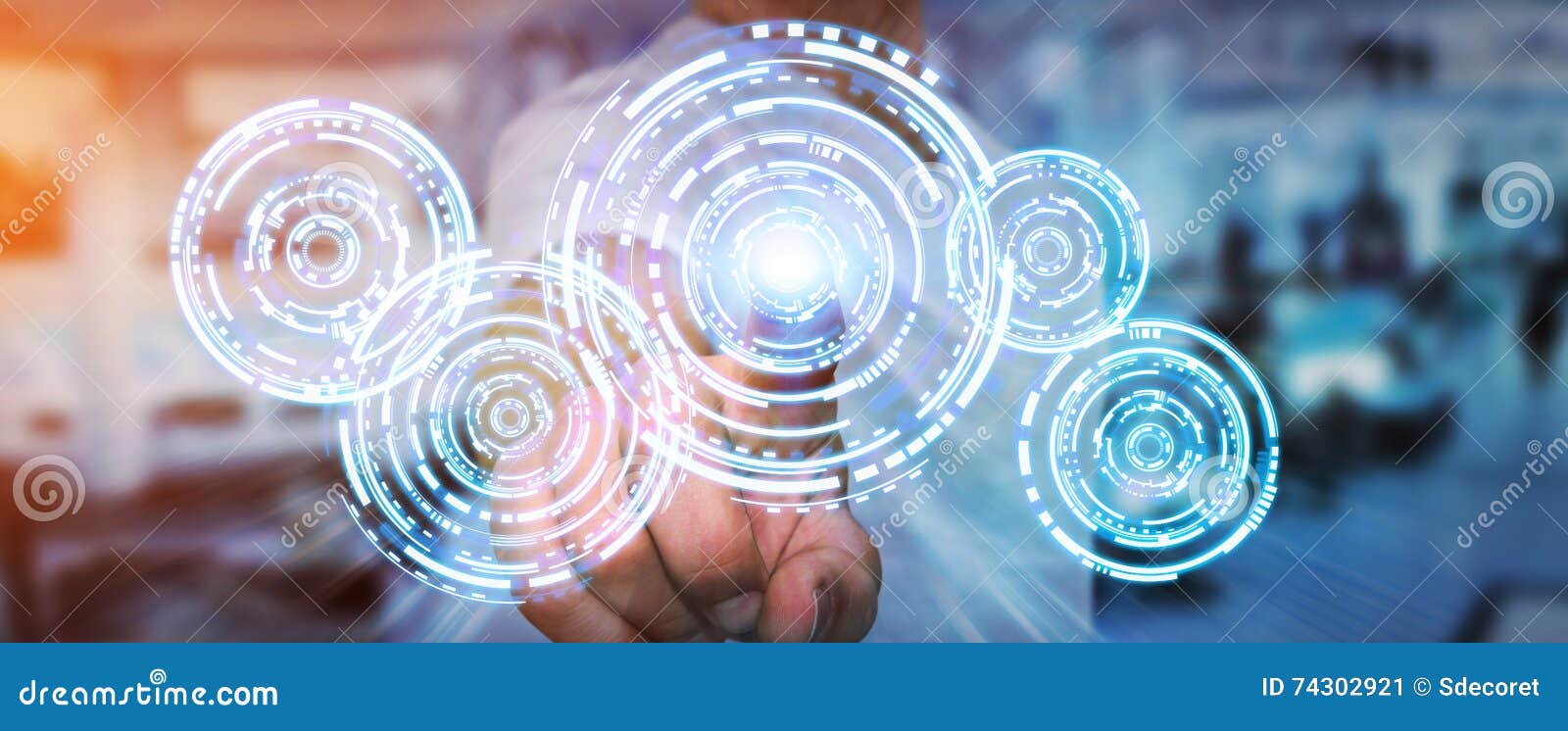 Businessman Touching Modern Circle Technology Interface Stock ...