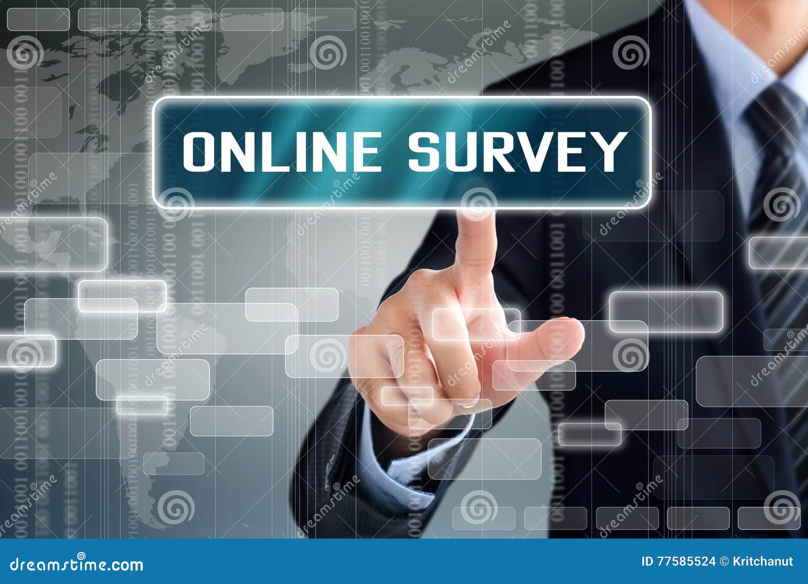 Businessman Touching ONLINE SURVEY Button on Virtual Screen Stock Photo ...