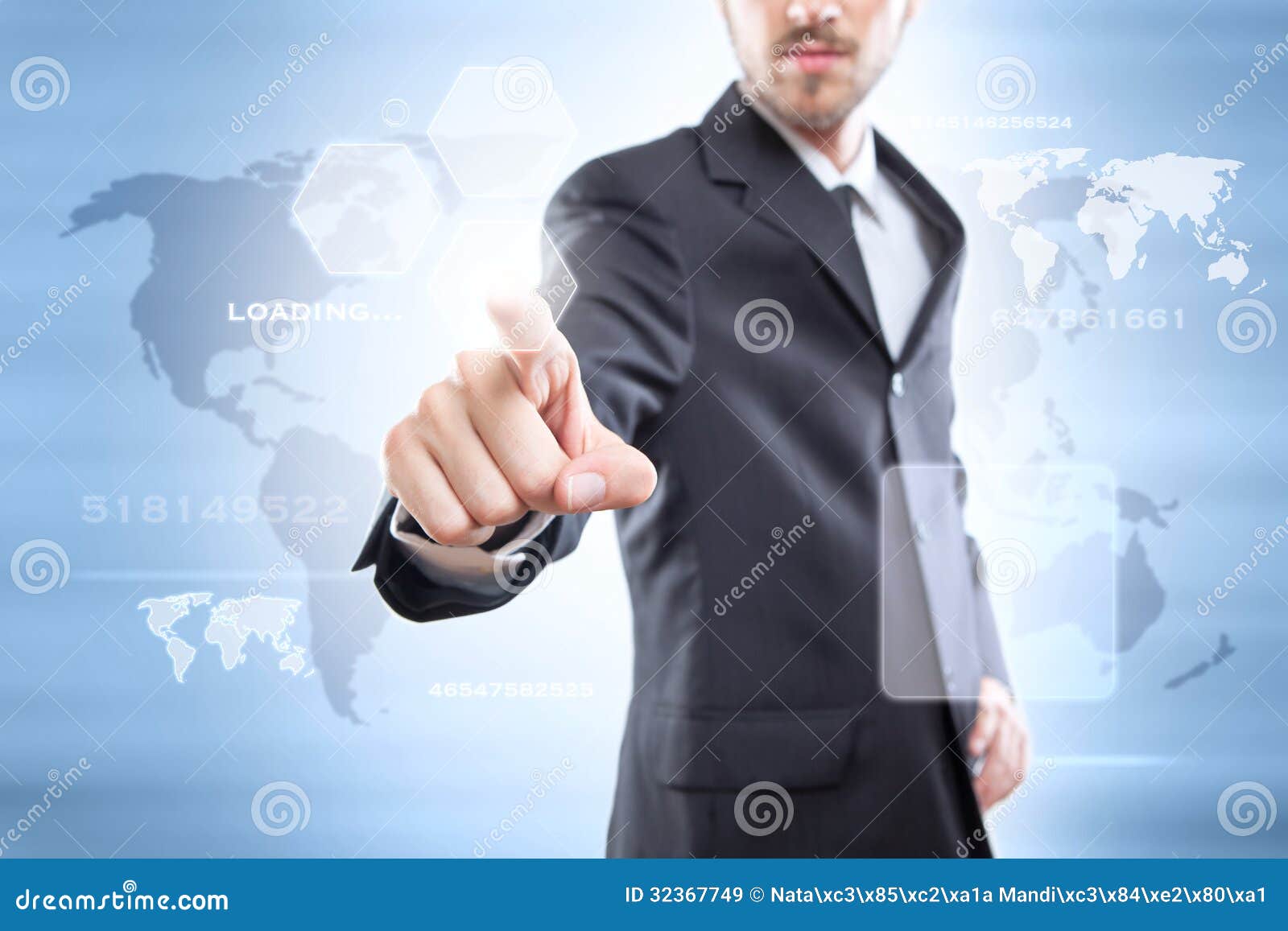 Businessman Touching the Screen Stock Image - Image of digitally ...