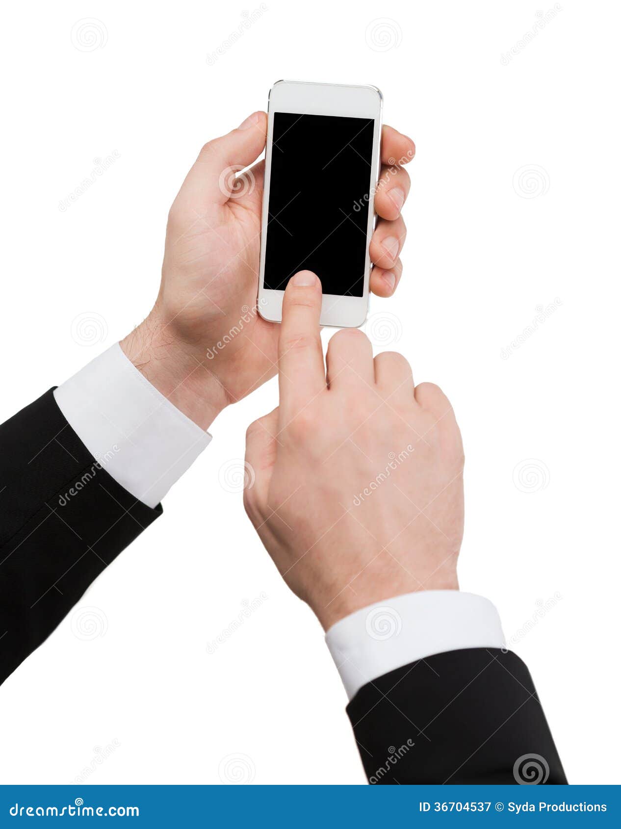 Businessman Touching Screen of Smartphone Stock Image - Image of ...