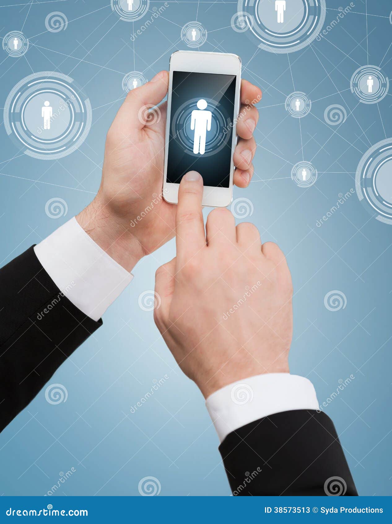 Businessman Touching Screen of Smartphone Stock Image - Image of mobile ...