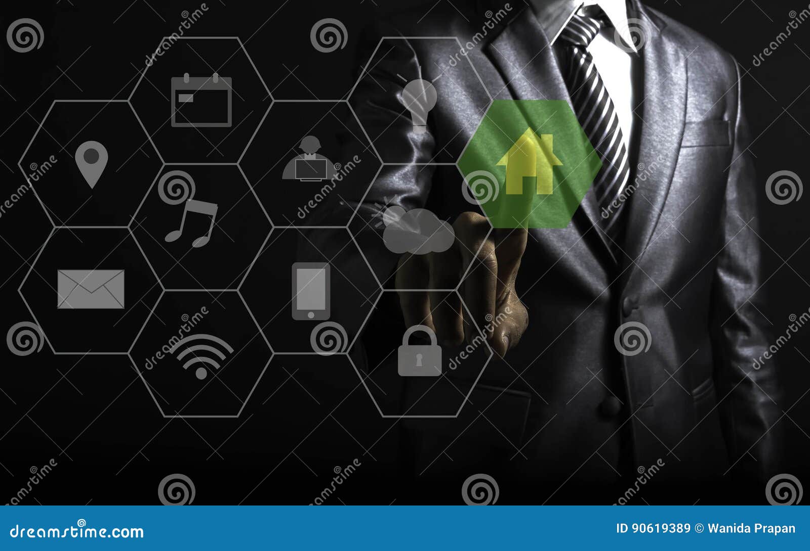 Businessman Touching Futuristic Pie Chart Interface Stock Photography ...