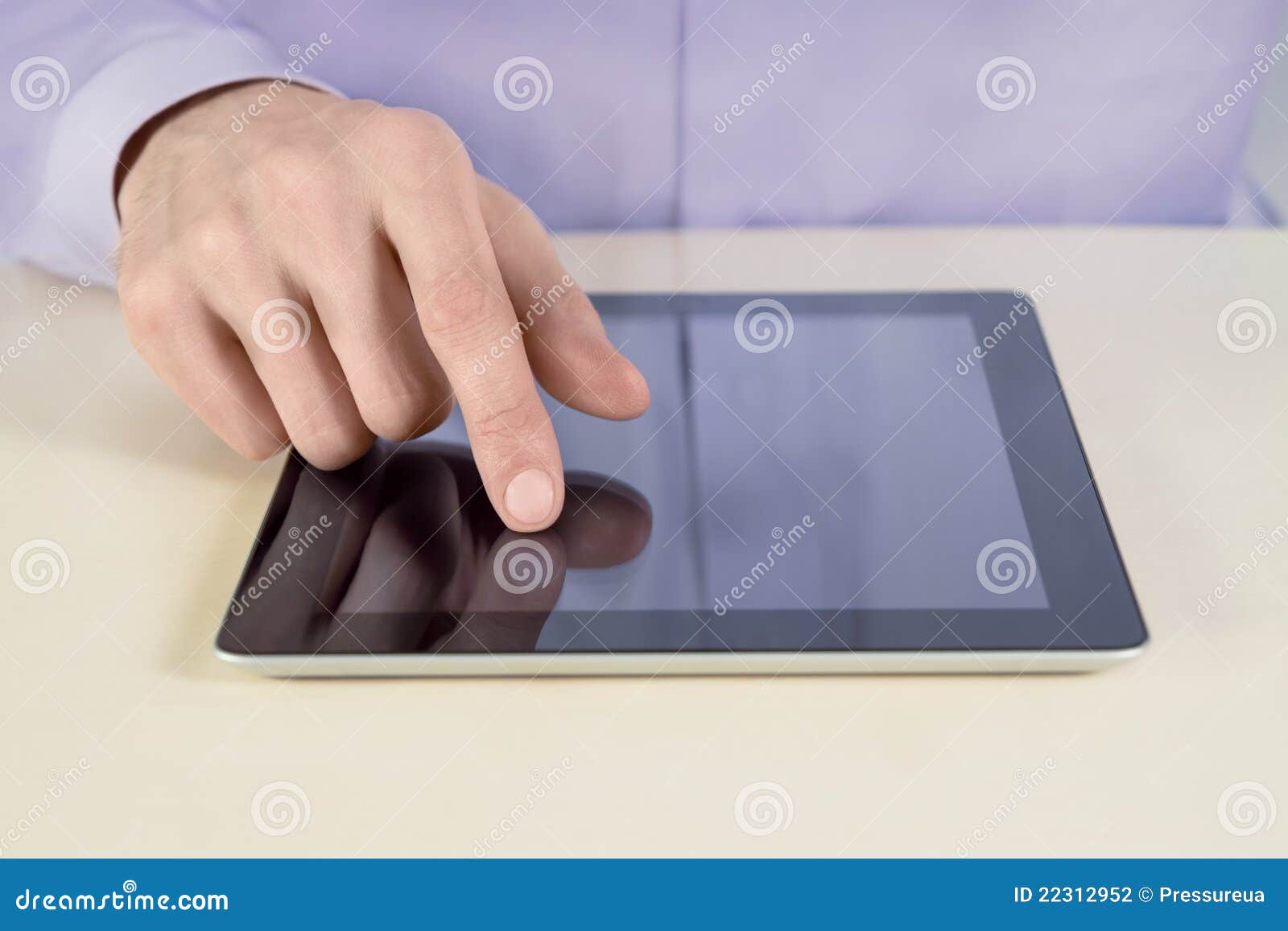 Businessman Touching on Tablet PC Stock Photo - Image of ereader ...