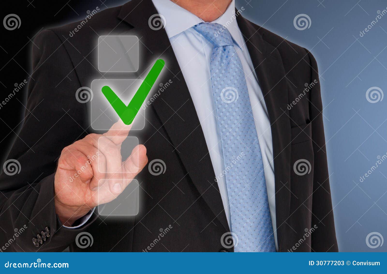Businessman Touching Tick Sign Stock Image - Image of positive ...