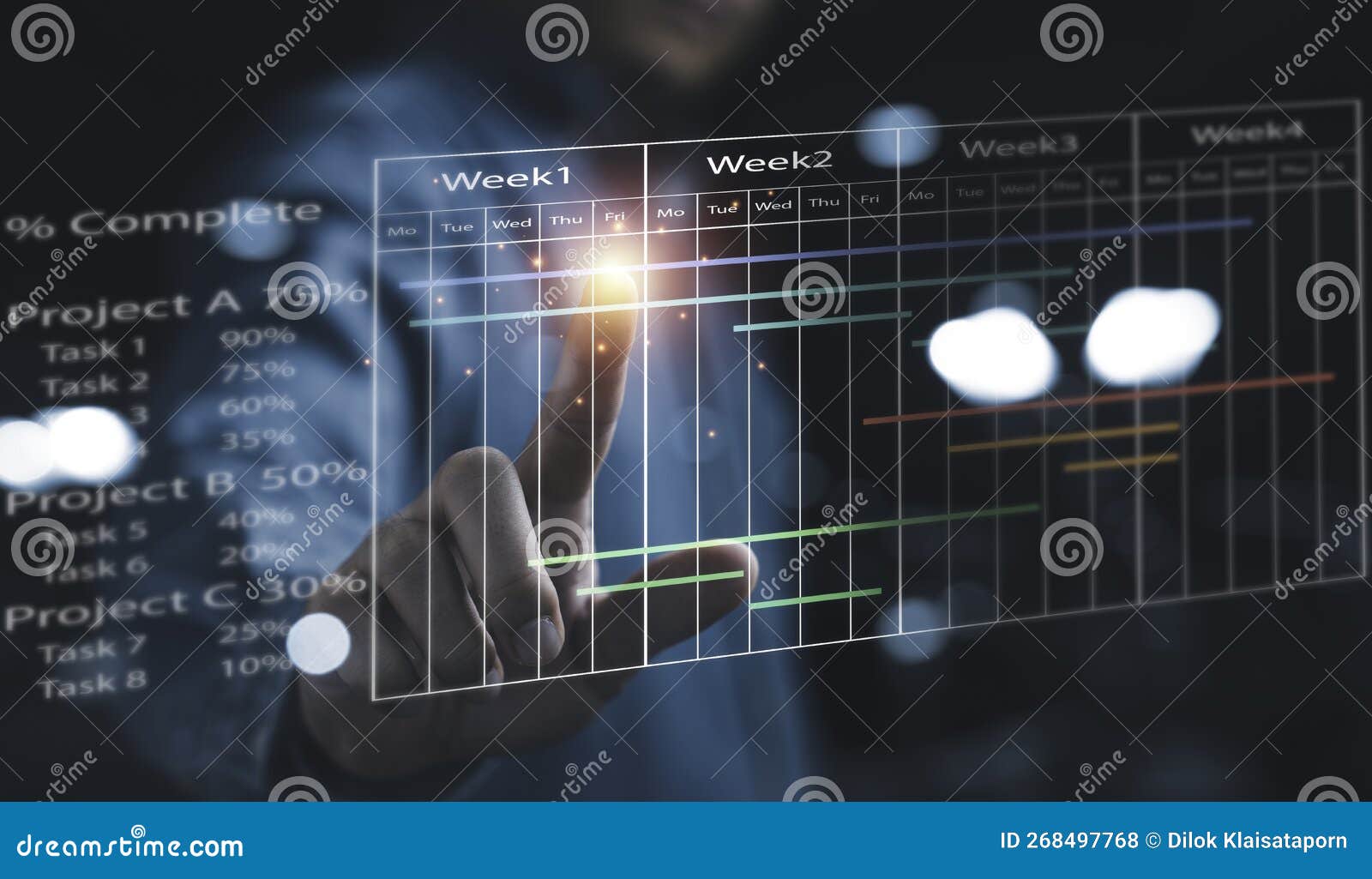 Businessman Touching To Business Schedule Plan To Update Working Tasks ...
