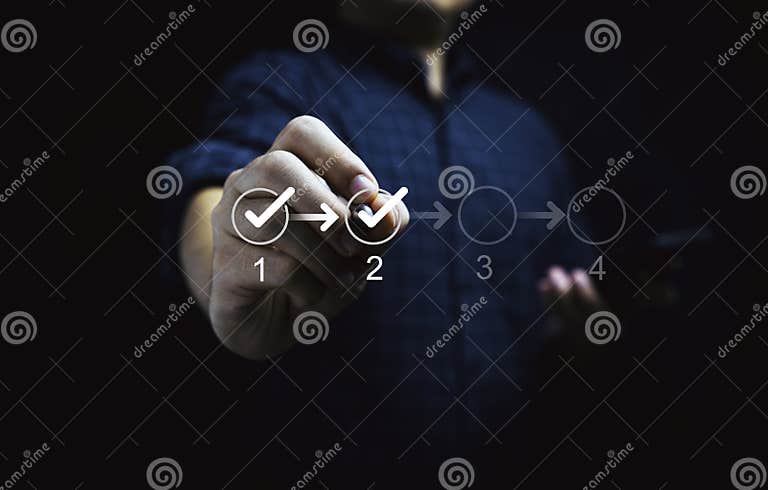 Businessman Touching To Tick Correct Mark in Checklist To Remind Work ...