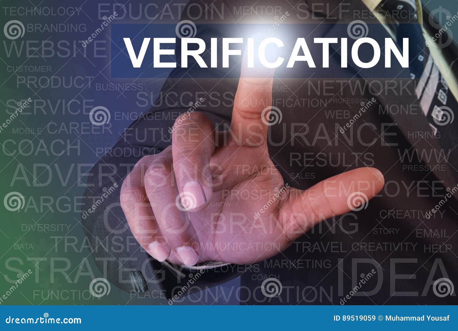 Businessman Touching Verification Button on Virtual Screen Stock Image ...