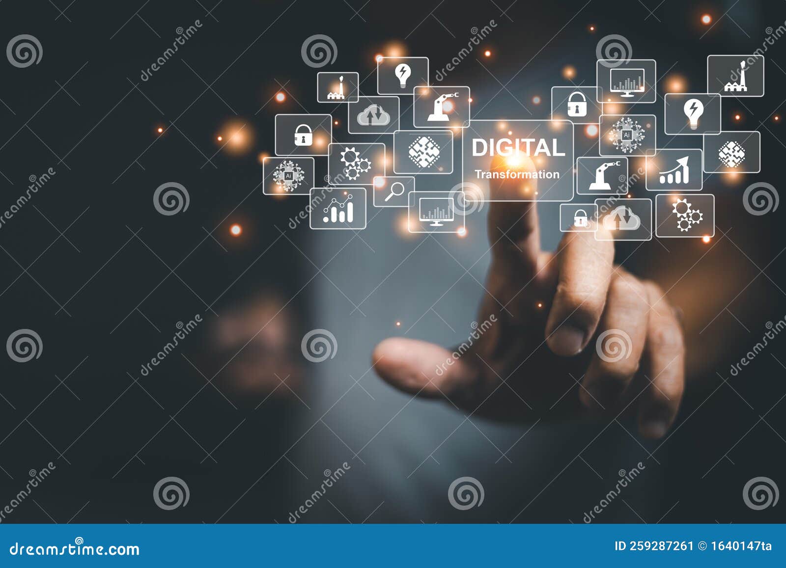 Businessman Touching Virtual Screen for Digitalization Stock Image ...
