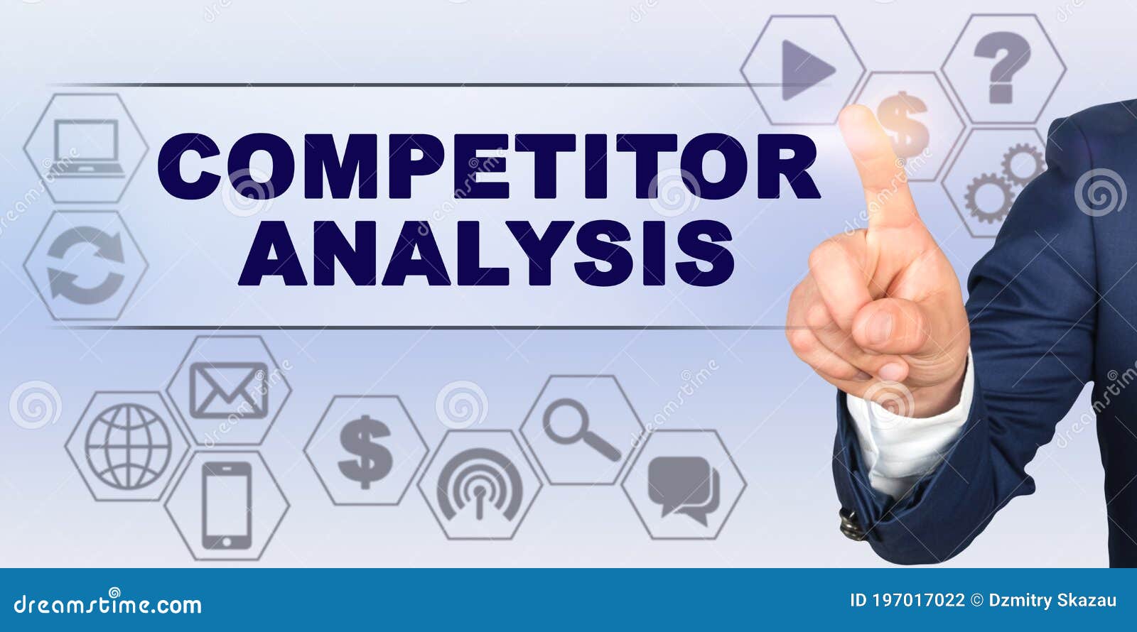 Businessman Touching Virtual Screen with His Finger. Screen Caption ...