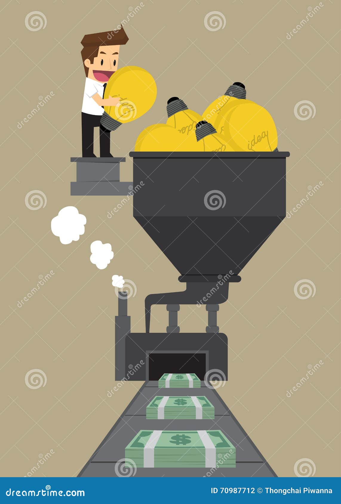 Businessman Transforming Ideas into Money Stock Vector - Illustration ...