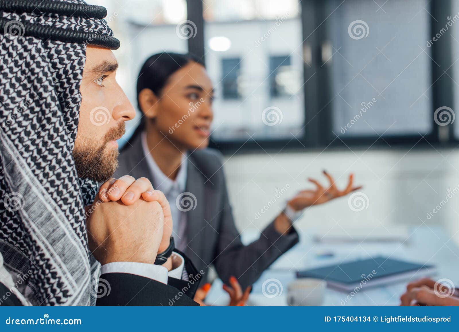 Businessman and Translator Talking with Partner Stock Photo - Image of ...