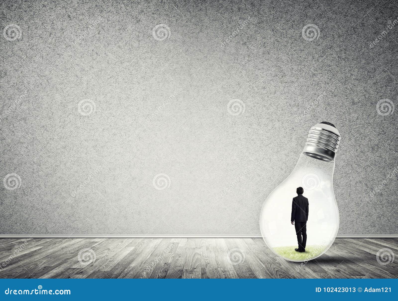 Businessman Trapped in Bulb Stock Image - Image of caucasian, electric ...
