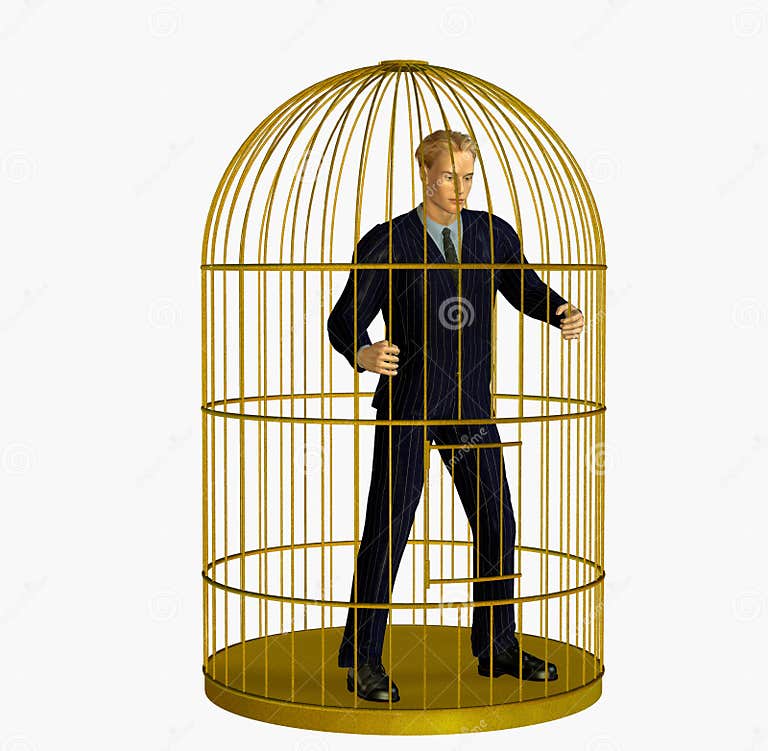 Businessman Trapped in Cage - Includes Clipping Path Stock Illustration ...