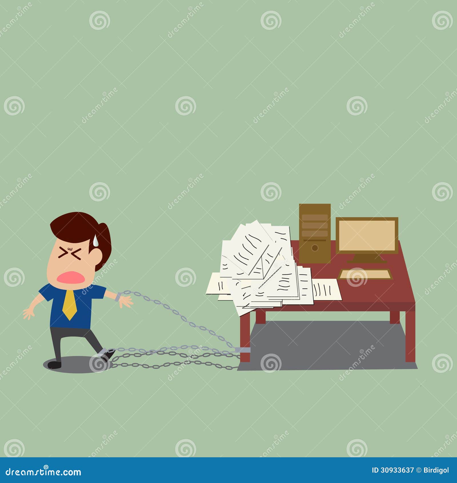 Businessman is Trapped with His Work Stock Vector - Illustration of ...