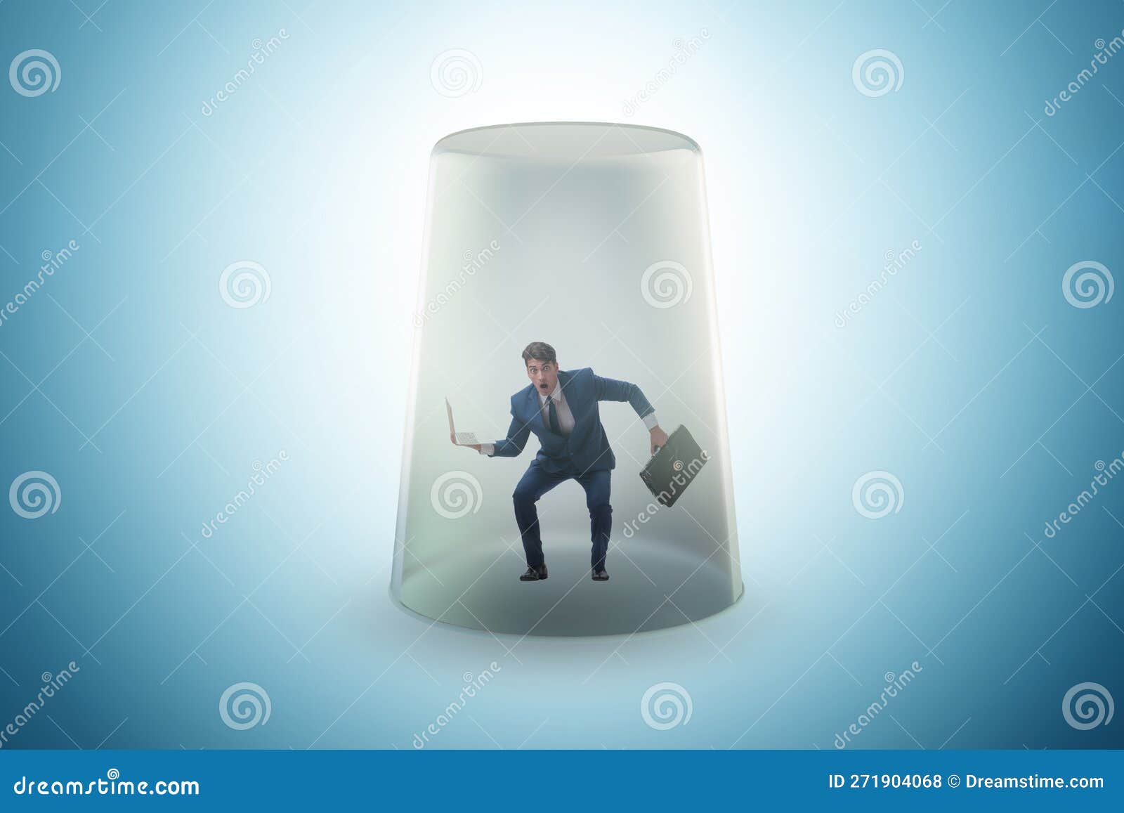 Businessman Trapped in Transparent Glass Stock Photo - Image of tight ...