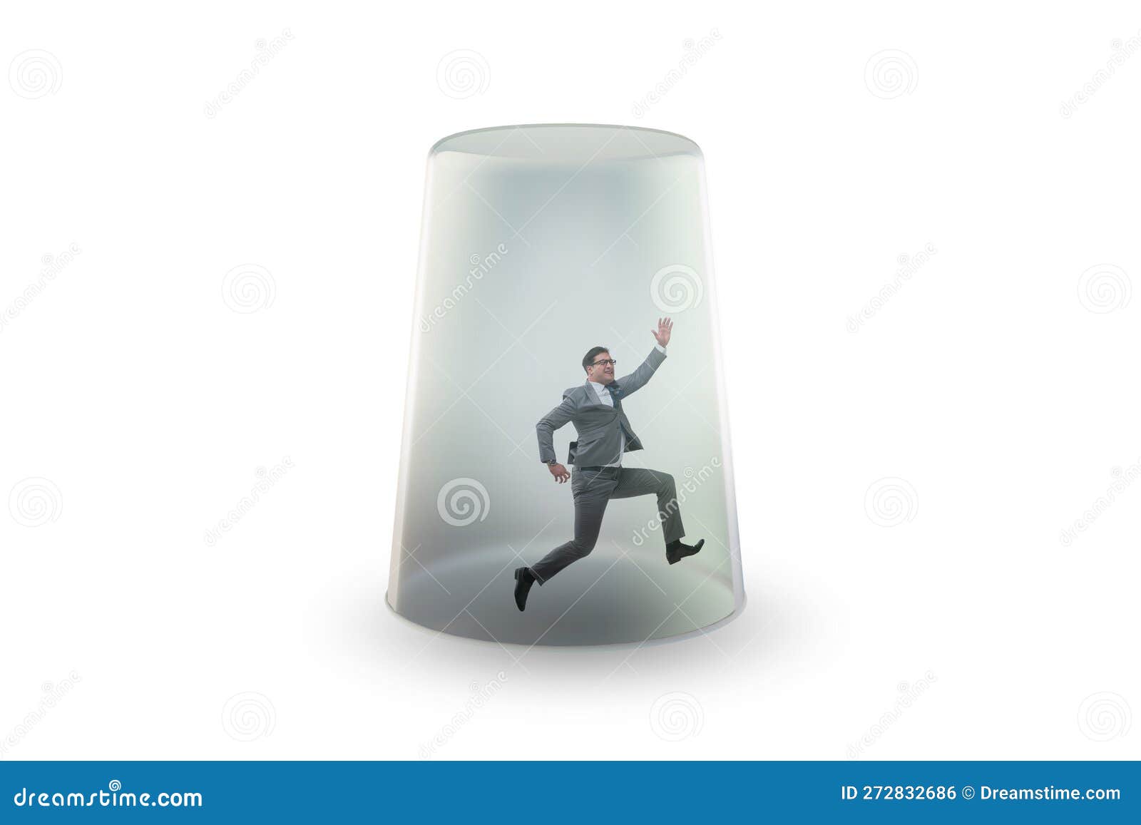 Businessman Trapped in Transparent Glass Stock Illustration ...