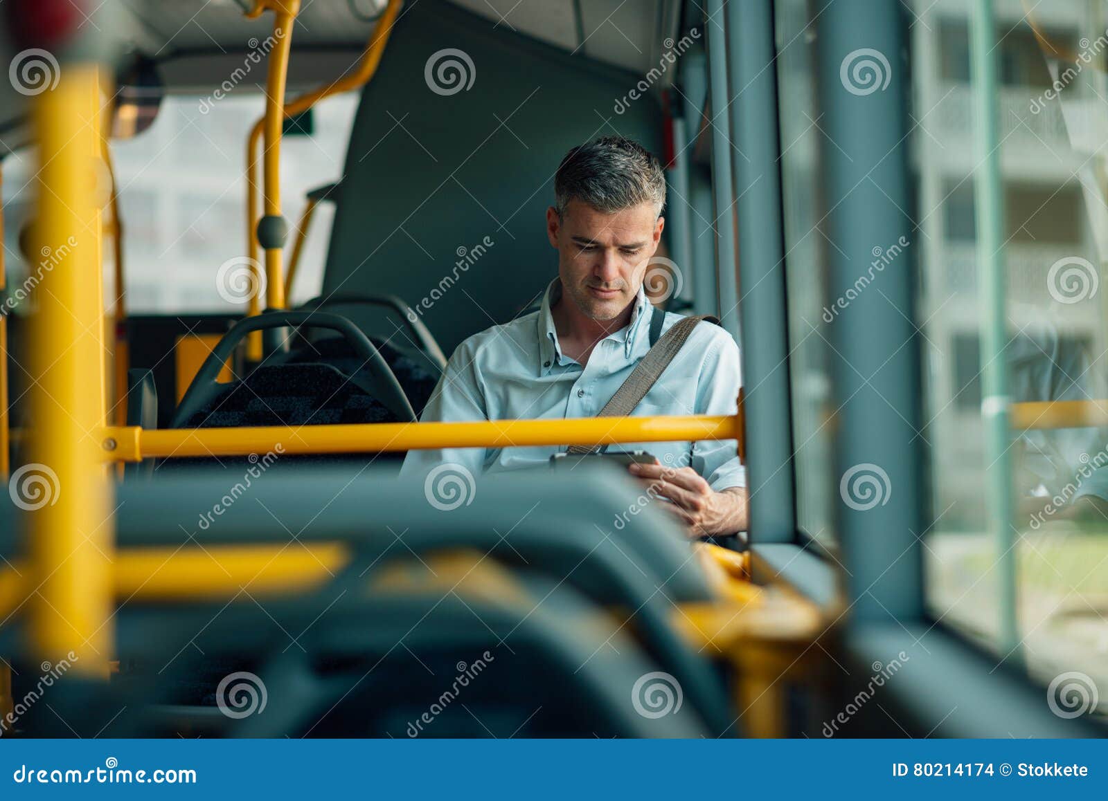 Businessman Traveling by Bus Stock Photo - Image of ride, seat: 80214174