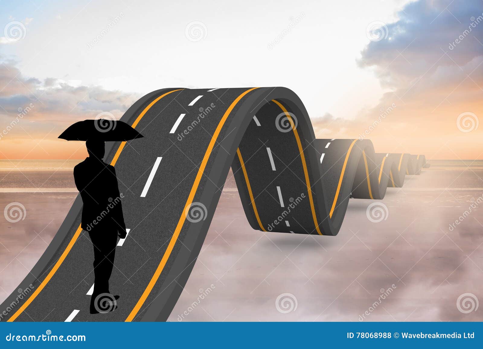 Businessman Travelling on Bumpy Road Stock Illustration - Illustration ...