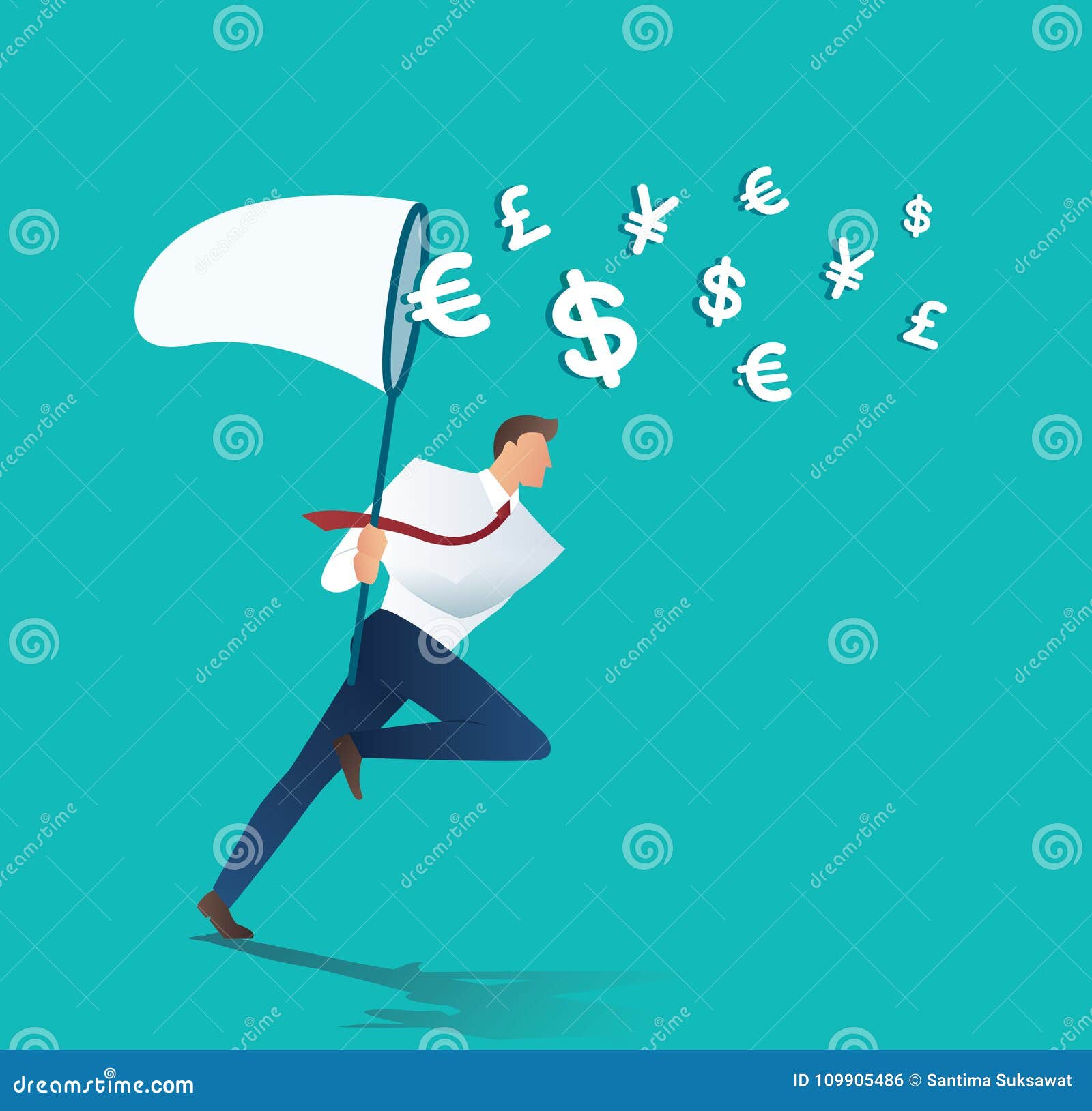 Businessman Trying To Catch Money Business Concept Stock Vector ... Businessman Trying To Catch Money Business Concept Stock Vector ...