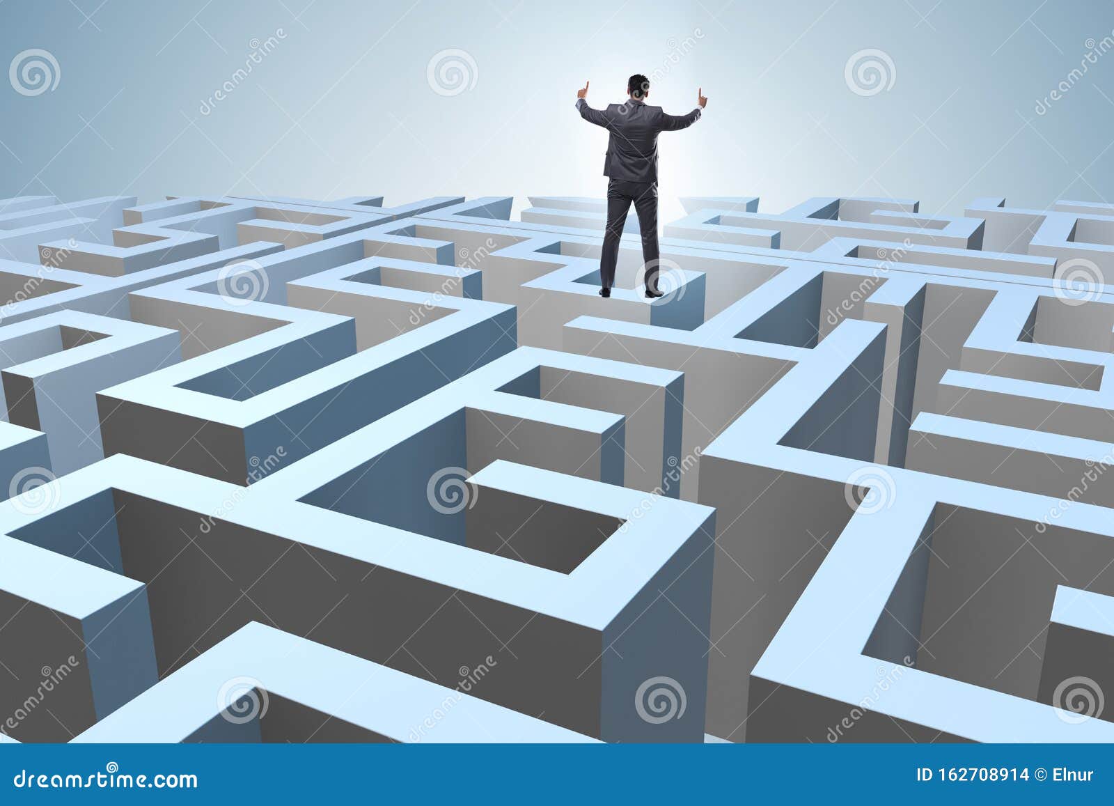 Businessman Trying To Escape from Maze Stock Photo - Image of courage ...