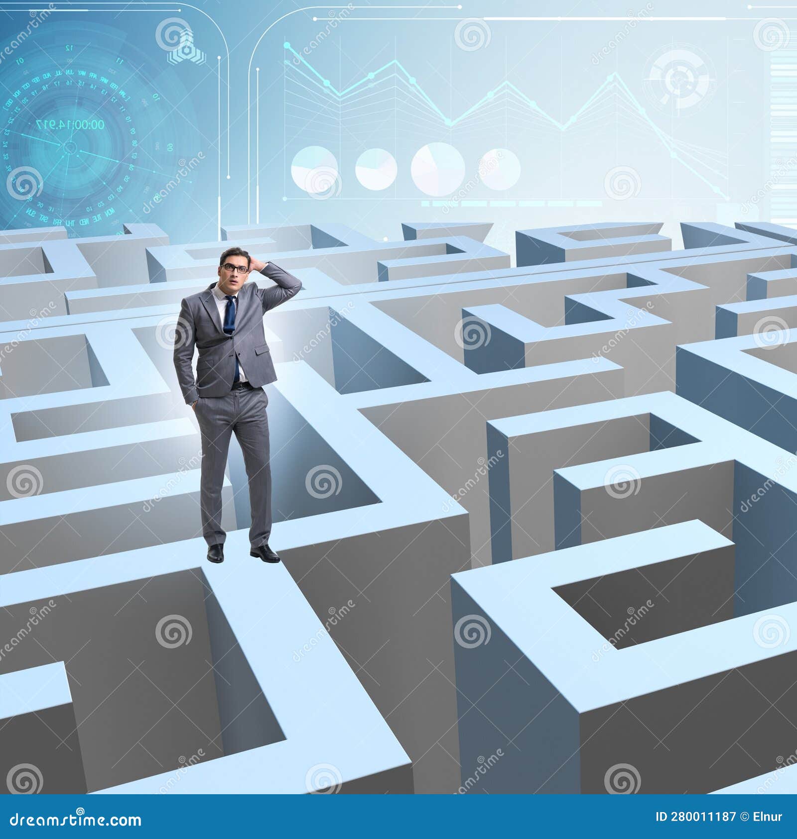 Businessman Trying To Escape from Maze Stock Image - Image of exit ...